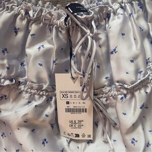 Zara | Skirts | Zara Floral Satin Matching Set | Poshmark